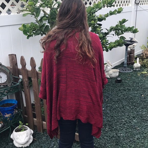 Mixit | Sweaters | Mixit Maroon Knit Poncho One Size | Poshmark